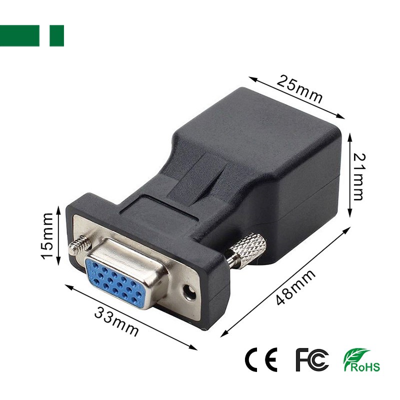 CVA-053 RJ45 Female Connector to 15-pin VGA Female Convertor