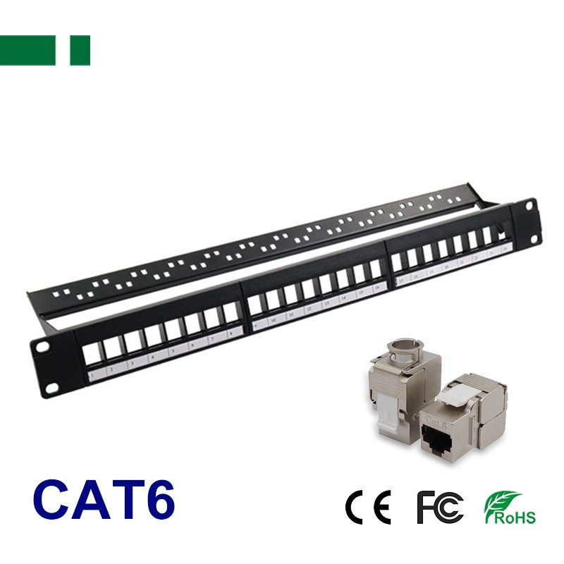 CPP03-6-24DF 24-Port FTP Cat6 Patch Panel for 19 Inch Rack Mount